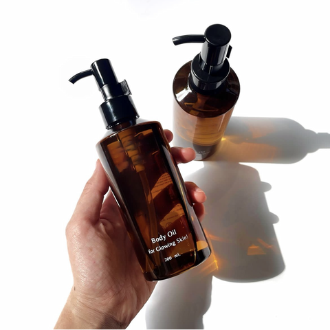 Wholesale Empty Press Pump Body Oil Bottles 200ml Amber Color Oil ...