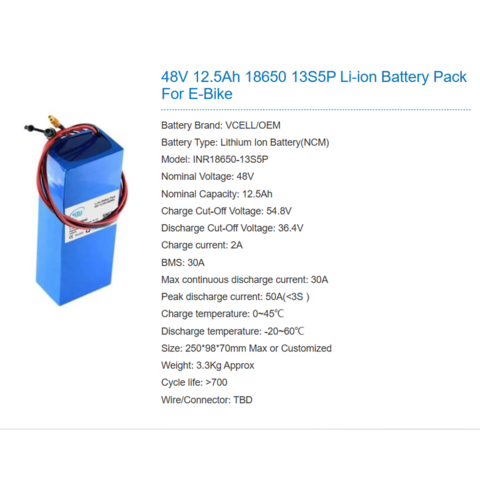 Factory Price Ebike Battery 48v 12ah Lithium Ion Battery, Built-in Bms ...