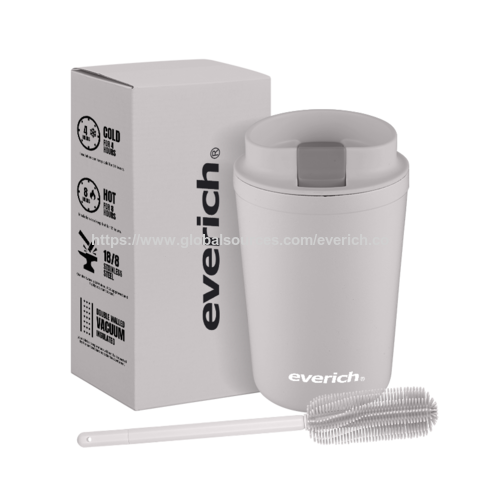 Everich Custom Logo 350 Ml Coffee Mug With Lid, Stainless Steel Vacuum ...