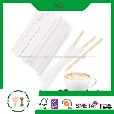 Wg Paper Wrapped Disposable Wooden Coffee Stirrer Compostable Natural ...