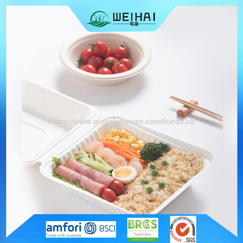 Disposable Food Packaging Container Bagasse Sugarcane Moulded Take-away ...