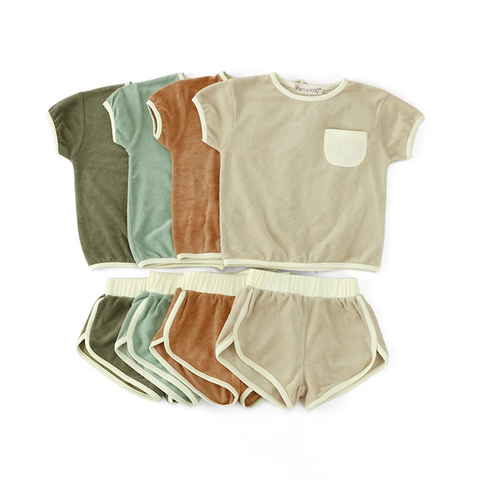 Customized Wholesale Terry Cloth With Pocket And Contrast Color Short ...