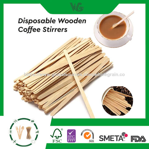 Wg Disposable Natural Birch Wooden Coffee Stick Tea Stirrer White Color ...