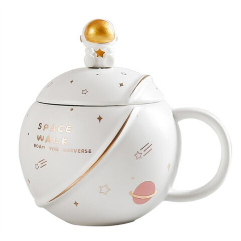 Custom Logo New Planet Ceramic Cup With Lid And Spoon For Drinking ...