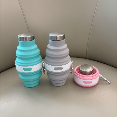 Reusable Bpa Free Silicone Foldable Travel Water Bottle Cup Leakproof Valve For Gym Camping ...