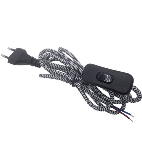 1.5meter 2x0.75mm² Braided Cord 2 Prong Ac Power Cord Cable With On Off ...