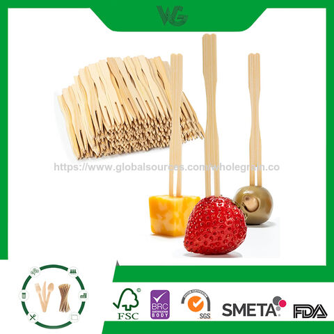 Tableware Fruit Pick Natural Bamboo Fruit Fork Price Small Fork Snack ...