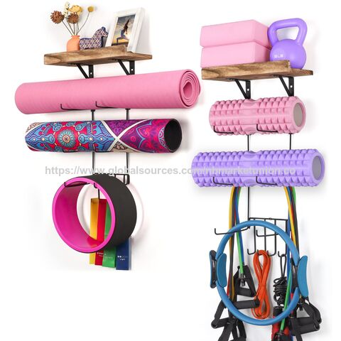 Metal Wood Home Gym Storage Organizeryoga Mat Holder Wall Mount Yoga ...