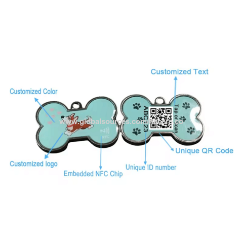 Custom Qr Code 13.56mhz Nfc Dog Metal Rfid Pet Tag For Dog Tracking ...