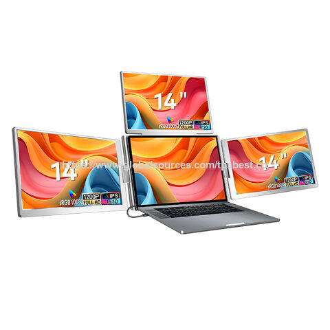 2024 New 14 Inch Portable Quad Monitor With 3 Screens For Laptop Screen ...