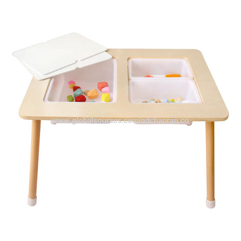Kids Wooden Sensory Creative Table With Bins Toy Storage Table Play ...