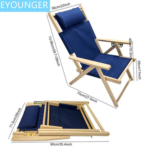 Promotional Custom Logo Bamboo Wooden Folding Beach Deck Chair Wood ...