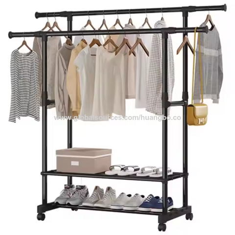 Multifunction Metal Garment Rack With Double Tiers For Home Use Space ...