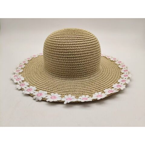 Bulk Buy China Wholesale Wholesale Girl's Round Top Straw Hat With A ...