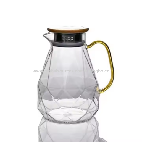 Diamond Glass Pitcher Water Glass Pitcher With Lid Iced Tea Pitcher ...
