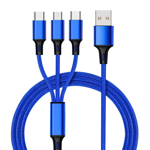 Hot Selling 3 In 1 Nylon Braided Type C Micro Usb Fast Charging Mobile ...