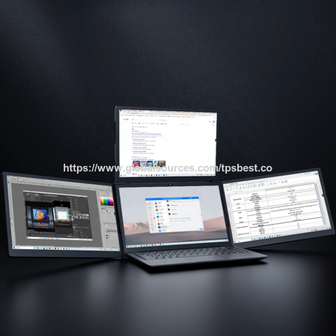 13 Inch Pc Dual Screen Lcd Computer 2 3 4 Display Portable Foldable ...