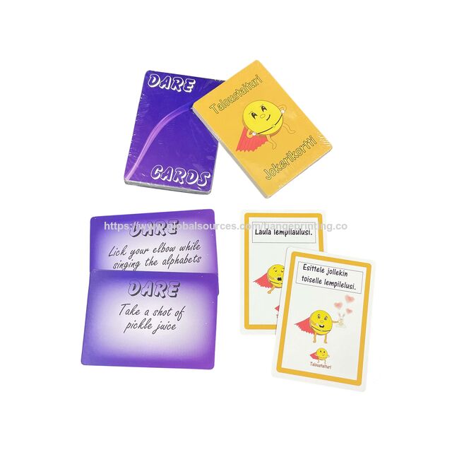 Custom Designed Party Dare Bridge Card Game Printed Plastic And Paper ...