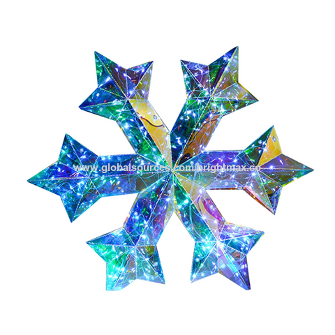 2025 Lighted Prismatic Winter Snowflake Night Decor Iridescent ...