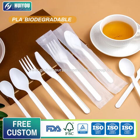 Disposable Dinnerware Individually Wrapped White Plastic Cutlery ...