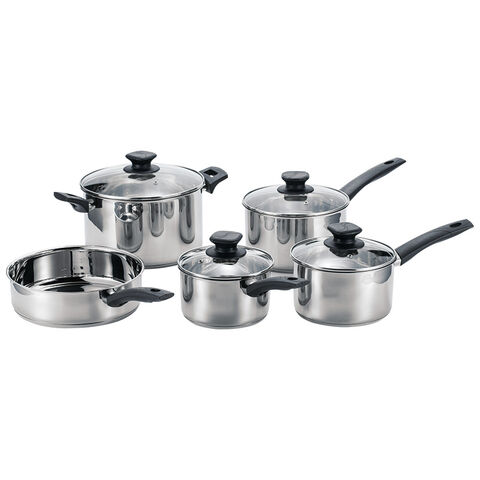 9-piece Cooking Pot Set Stainless Steel Cookware Set With Saucepan ...