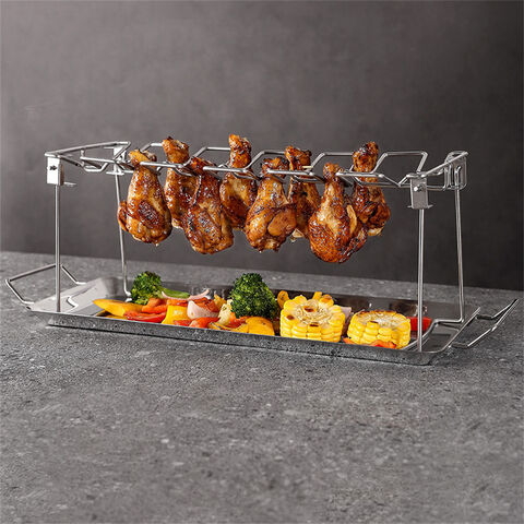 Foldable Bbq Chicken Drumsticks Rack Stainless Steel Roaster Stand With ...
