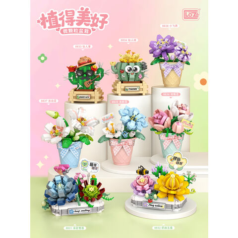 Loz Micro Blocks Succulent Plants Potted Flowers Cactus Small Particle ...