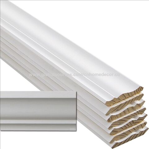 White Primed Decorative Pine Wood Mouldings For Furniture Indoor ...