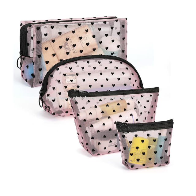 Zipper Nylon Mesh Key Holder Portable Travel Makeup Pouch Organizing ...