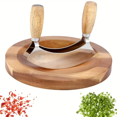 Cheap Stainless Steel Ulu Cutter Set With Round Cutting Board ...
