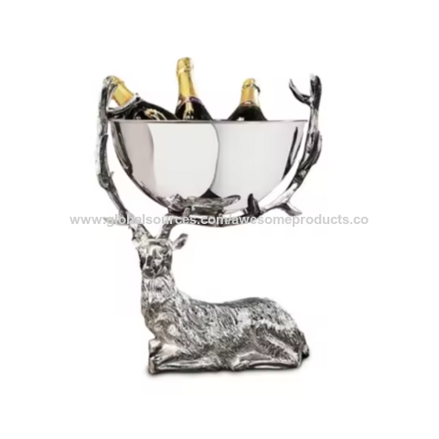 Reindeer Holding Premium Metal Ice Buckets Champagne Wine Luxury Cooler ...