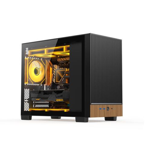 Ruix Matrix Black Micro-atx Gaming Case Mesh Panel Wooden Computer Case ...