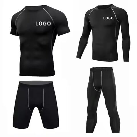 Men's Sports Active Running Long Sleeve Rash Guard Pants Shirts Custom ...