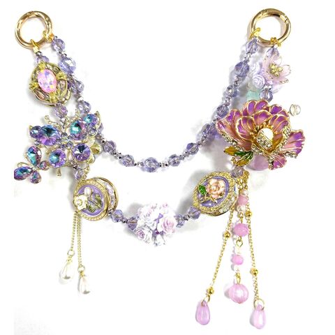 Purple Flower Phone Charm Chain Odm&oem For L'oreal, Crystal Phone ...
