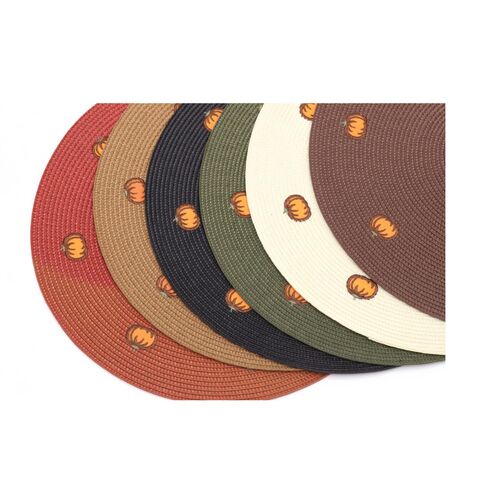 Elegant Beautiful Christmas Holiday Pumpkin Embroidery Round Woven Pp ...