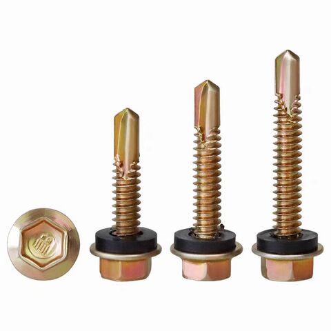 Zinc Color Yellow Steel Tile Dovetail Screws Hex Flange Extend Washer ...