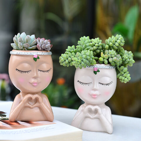 Love Girl Flower Pot, Half-body Succulent Green Plant Pot, Home Storage ...