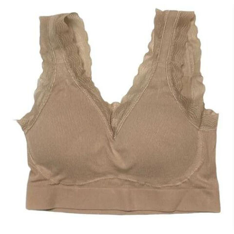 Ribbed Super Soft Seamless Sleeping Bra Seam Free Nylon Lingerie Bra ...