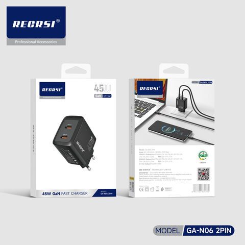 Recrsi Gan Charger Daul Port Usb-c 45w Smarter Power Supply Pd Charger ...