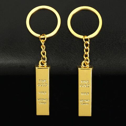 Small Gift Wholesale Creative Metal Gold Brick Keychain Customized Logo ...
