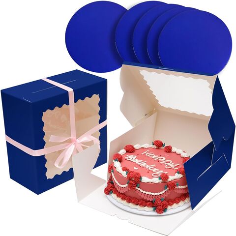 Wholesale 10x10x5 Inches Ink Blue Cake Boxes With Window 18-packs, 10 ...