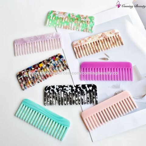 Wholesale Custom Logo Wide-tooth Marble Pattern Acetate Comb With Anti ...