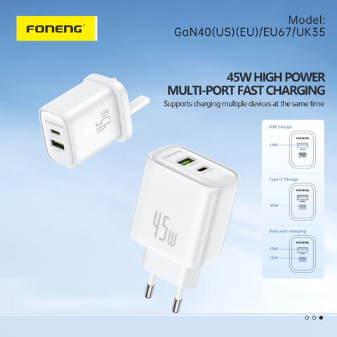 Foneng Uk35 A+c 2-port Gan Charger (45w) Intelligent Temperature ...