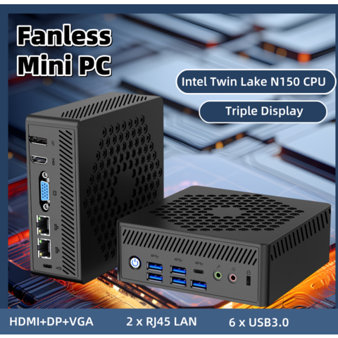 Fanless Mini Pc Ac8-n-n150-6u Intel@ Twin Lake N150 Cpu Ddr4 Ram M.2 ...