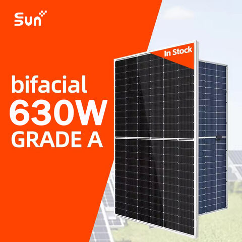 Hot Pick630w N-type All Black Solar Panel | Bifacial Dual Glass Half ...