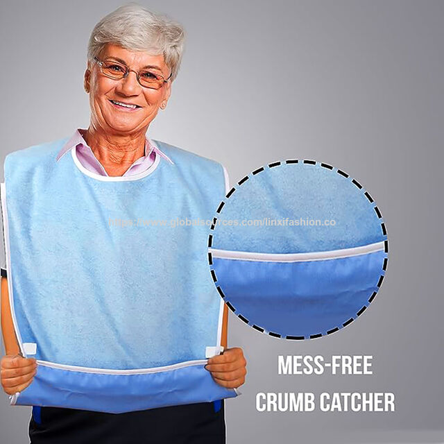 Anti-stain Adjustable Strap Dining Bib With Food-catching Pocket For ...
