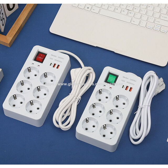 Cheap Eu Standard Power Socket With 6 Outlets With 2usb 1 Type C Power ...