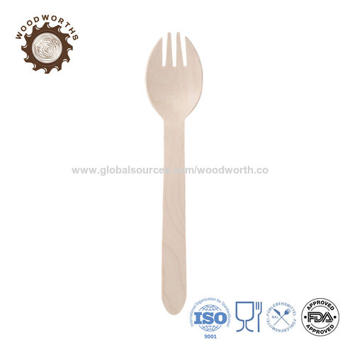 Eco Friendly Wooden Disposable Tableware Spork 160mm Length ...