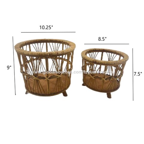 Wholesale Nordic Rattan Bamboo Basket/planter With Woodiness Feet For ...