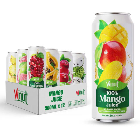 Premium Pure 100% Mango Juice Vinut 490ml Can Manufacturer Private ...